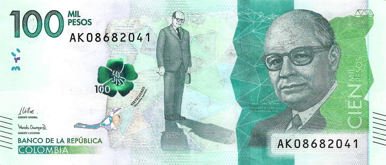 Colombia new date (24.10.2023) 100,000-peso note (B998g) confirmed ...