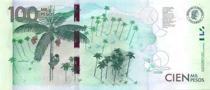 Colombia new date (24.10.2023) 100,000-peso note (B998g) confirmed ...