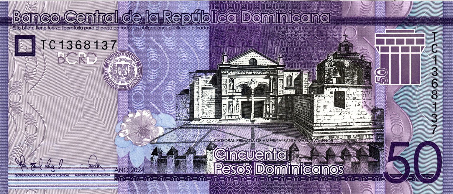 Dominican Republic new date (2024) 50-peso dominicano note (B727g ...