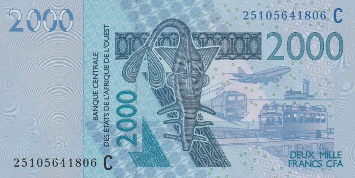 West African States (Burkina Faso) new date (2025) 2,000-franc note ...