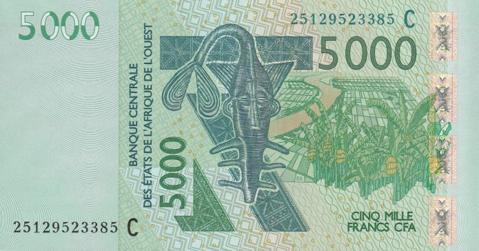 West African States (Burkina Faso) new date (2025) 5,000-franc note ...